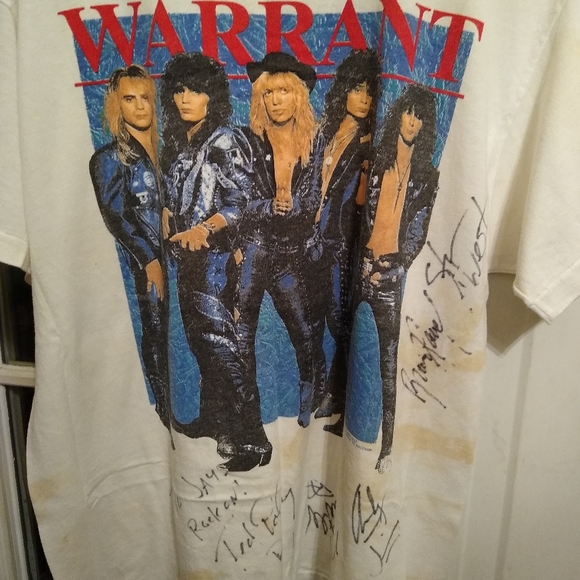 Shirts | Vintage Warrant Concert Tshirt With The Original Ticket Stub Autograph | Poshmark